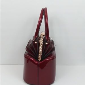 Bags | Red Faux Accordion Box Shaped Purse | Poshmark